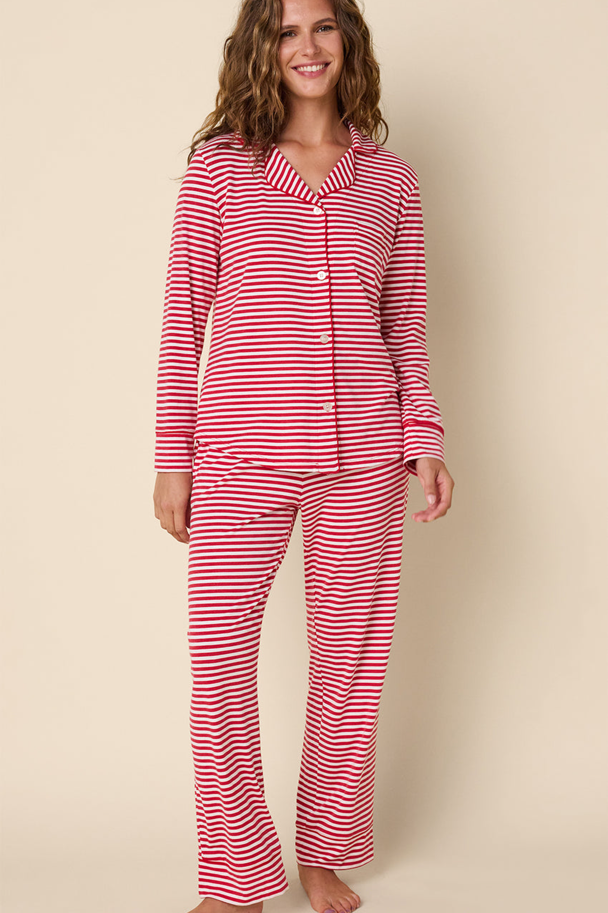 Essential Stripe Prima Knit Long Sleeve Pajamas – Two Cumberland