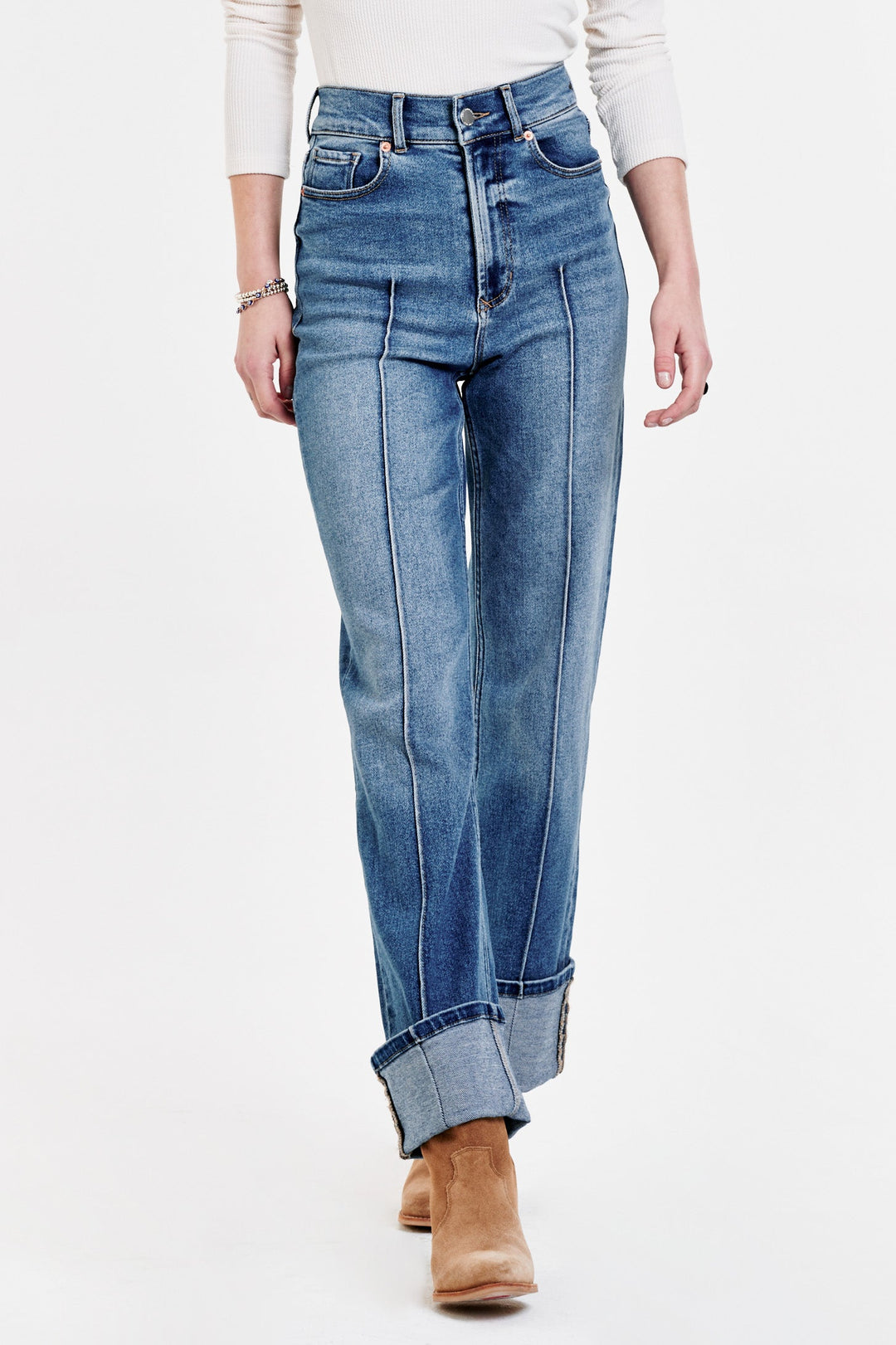 Holly Super High Rise Cuffed Straight Jeans – Two Cumberland